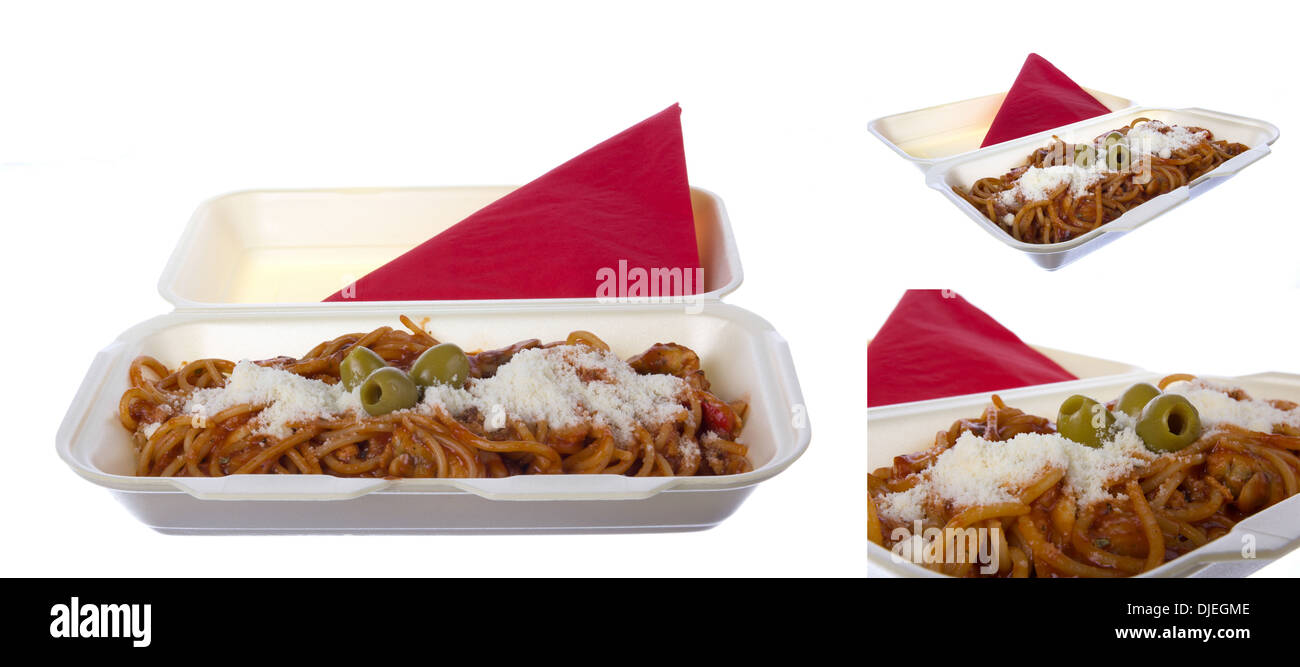 spaghetti in three shots on white background Stock Photo - Alamy