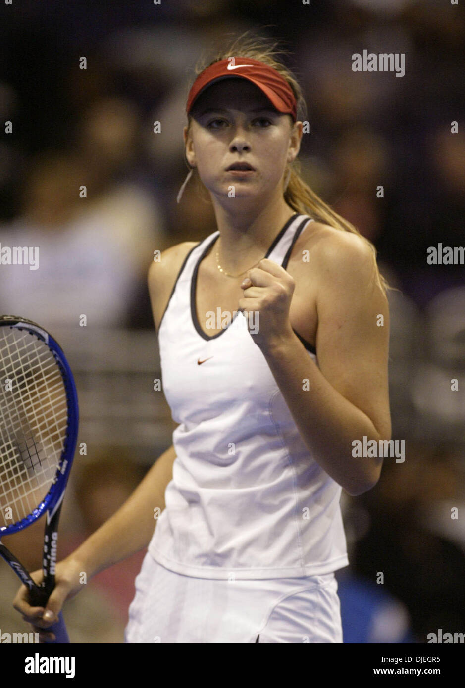 Nov 11, 2004; Los Angeles, CA, USA; MARIA SHARAPOVA of Russia reacts ...