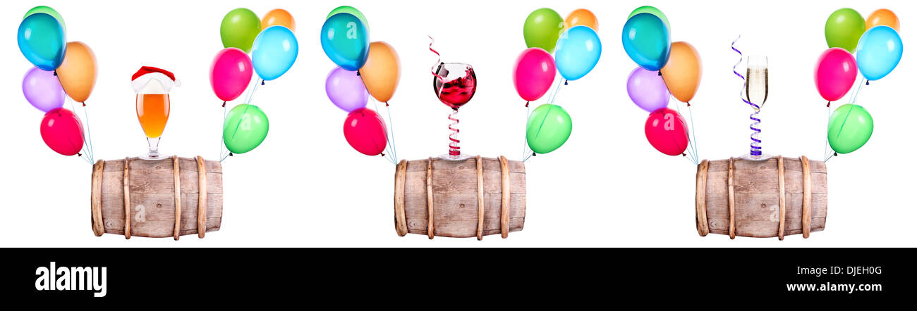 different alcohol drinks and balloons set - wine, beer, champagne Stock ...