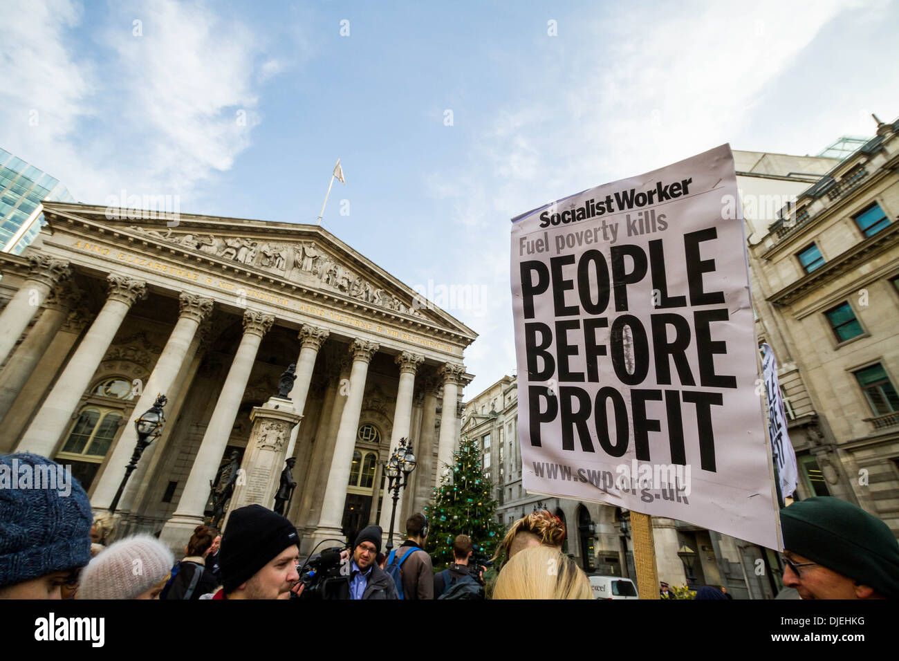 Fuel Poverty Protest march to NPower offices in London Stock Photo - Alamy