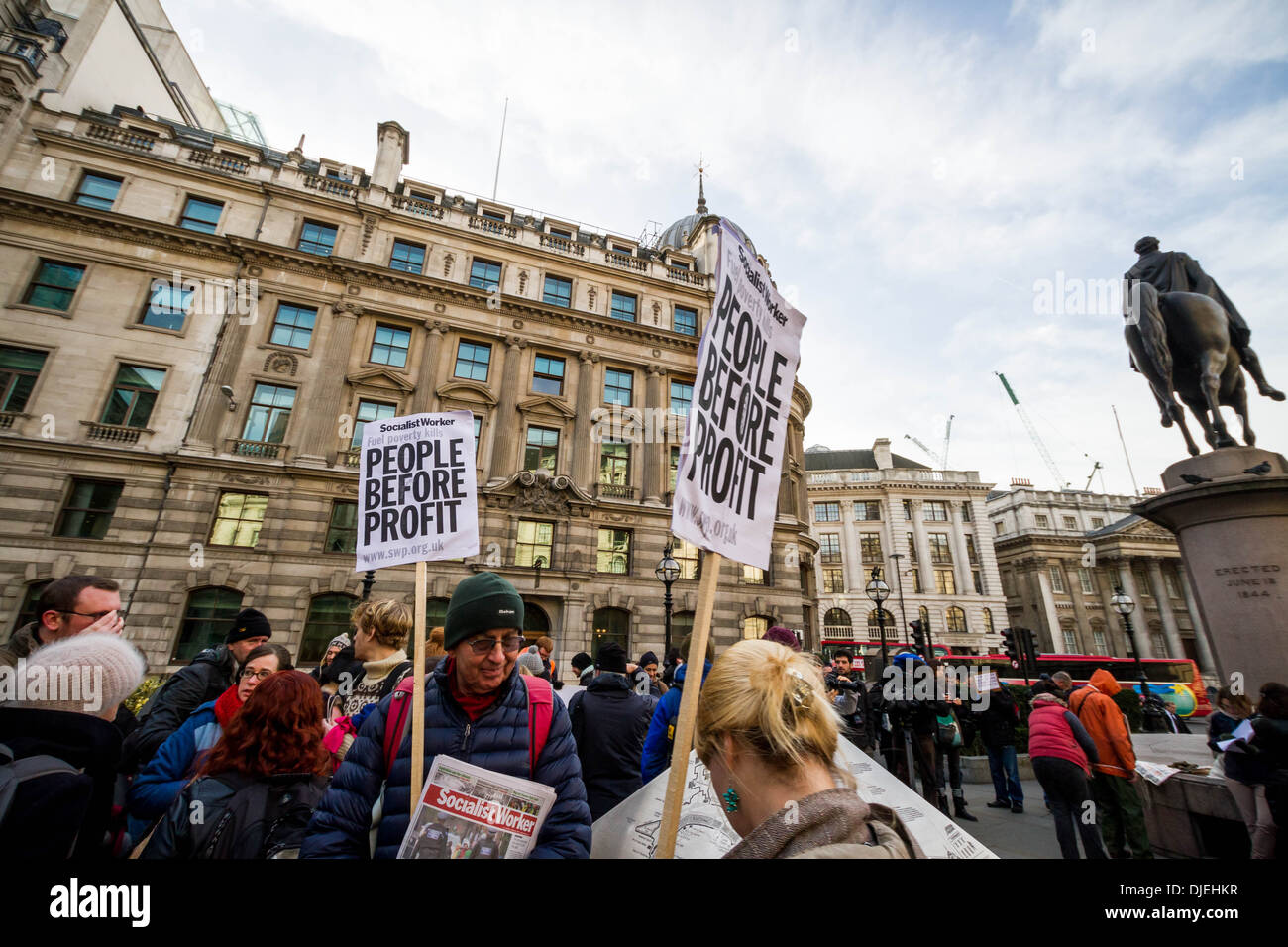 Fuel Poverty Protest march to NPower offices in London Stock Photo - Alamy