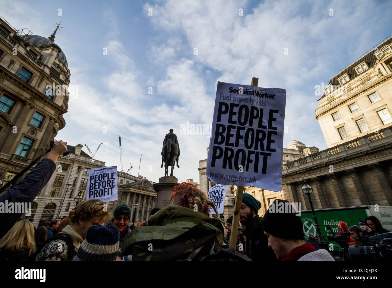 Fuel Poverty Protest march to NPower offices in London Stock Photo - Alamy