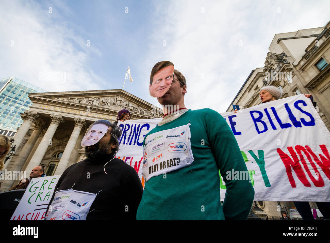 Fuel Poverty Protest march to NPower offices in London Stock Photo - Alamy