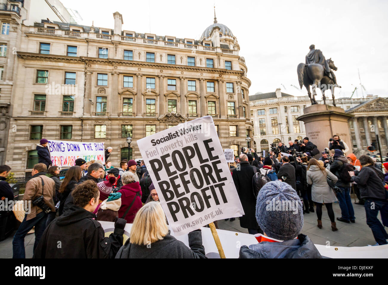Fuel Poverty Protest march to NPower offices in London Stock Photo - Alamy