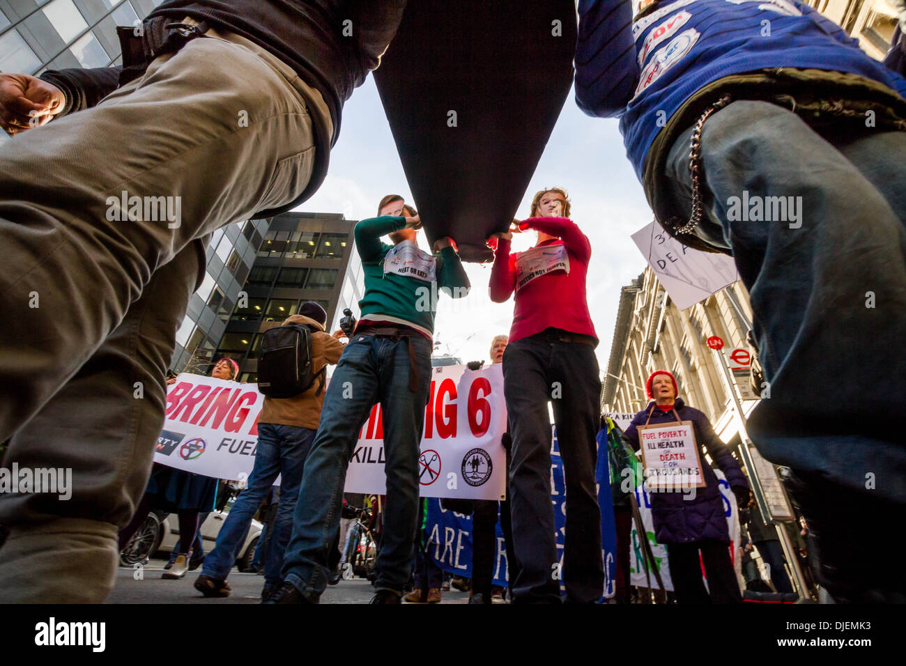 Fuel Poverty Protest march to NPower offices in London Stock Photo - Alamy