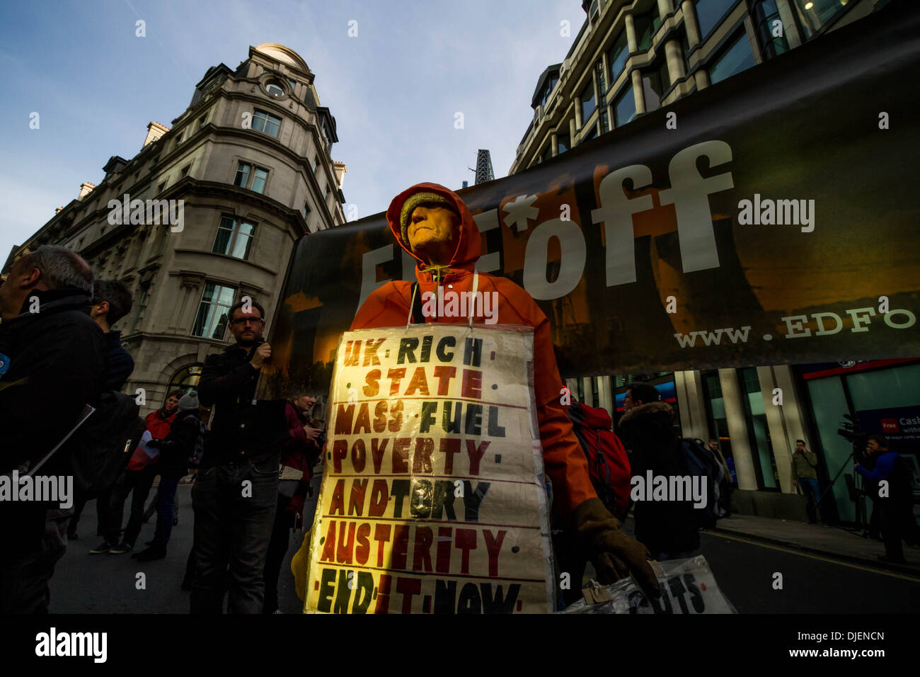 Fuel Poverty Protest march to NPower offices in London Stock Photo - Alamy