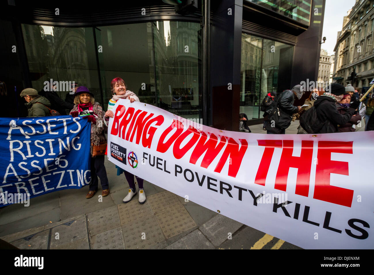Fuel Poverty Protest march to NPower offices in London Stock Photo - Alamy