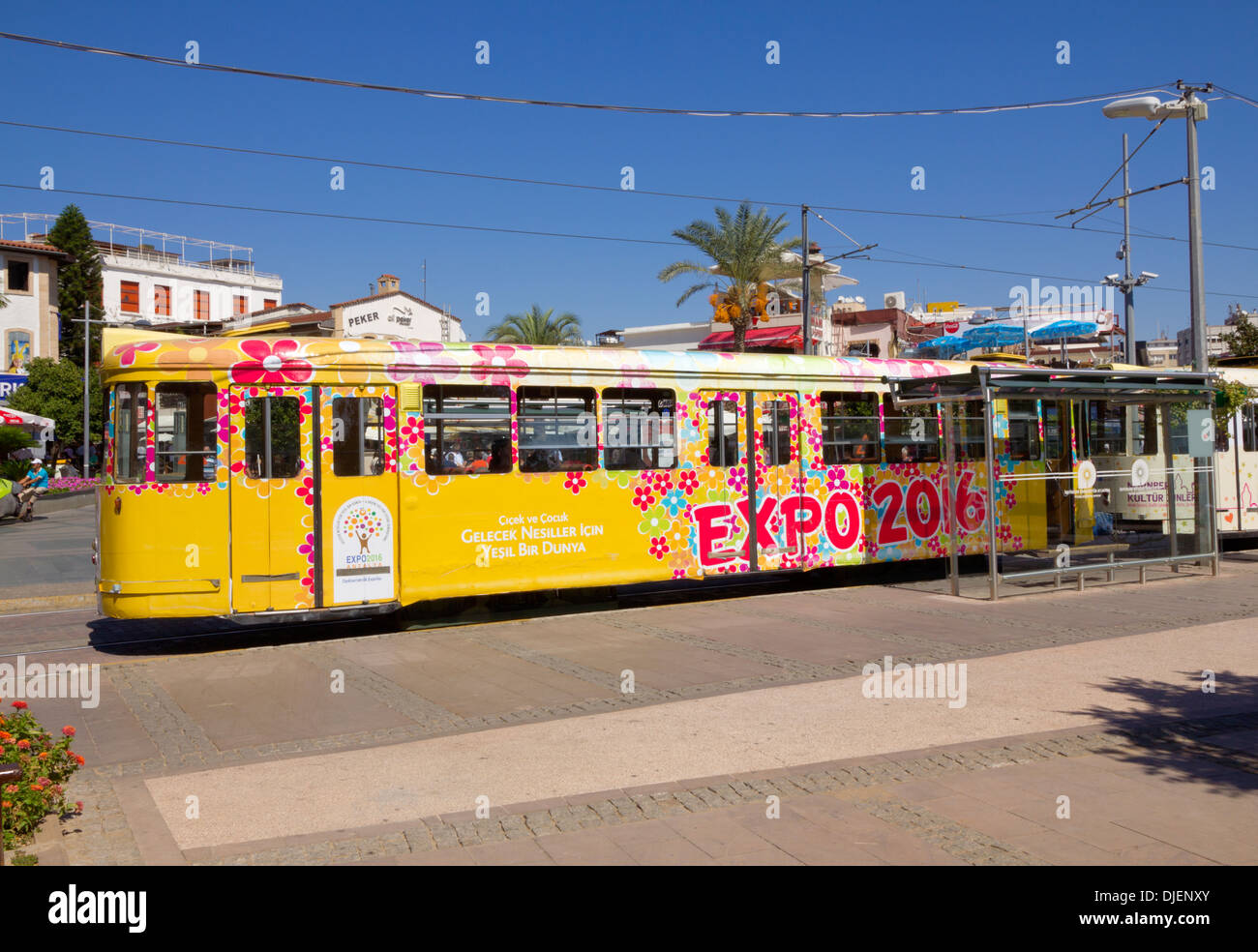 Tram in Antalya Turkey, colorful, colourful, decorated Stock Photo - Alamy