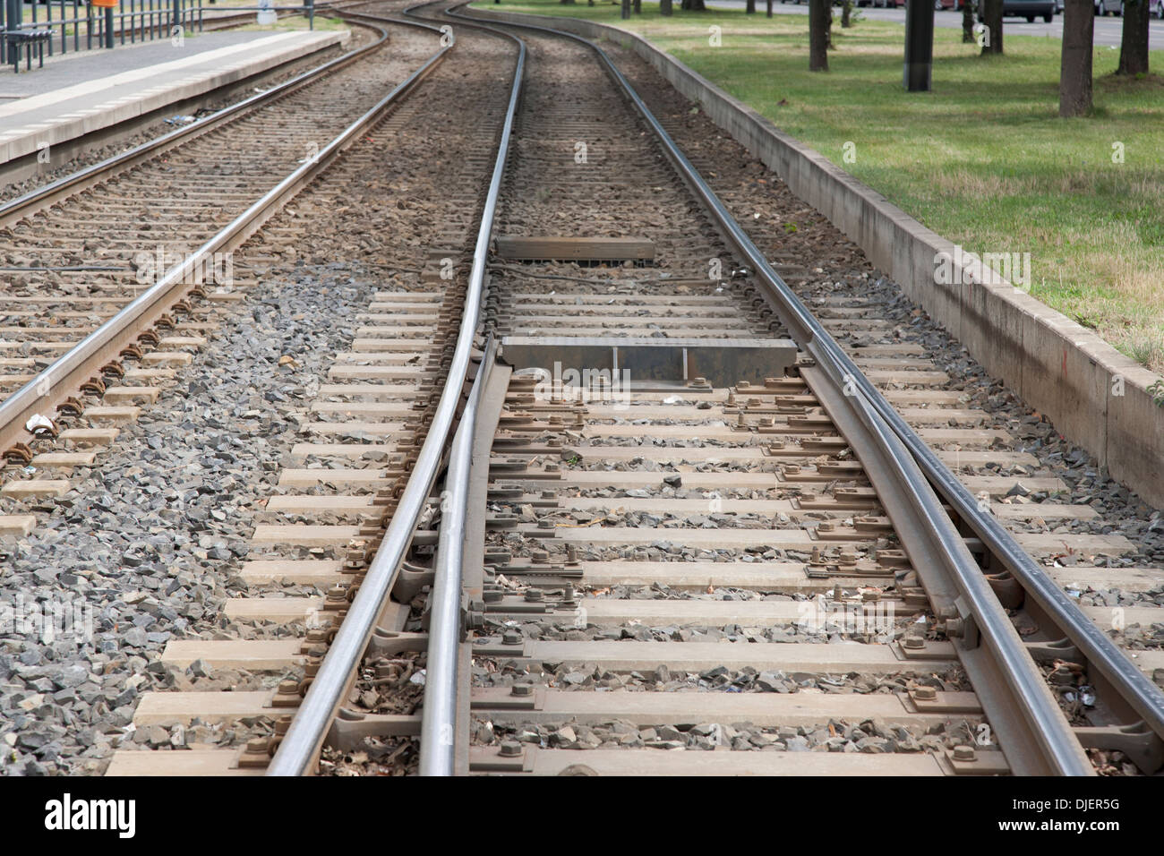 Train Tracks in Urban Setting, Berlin, Germany Stock Photo - Alamy