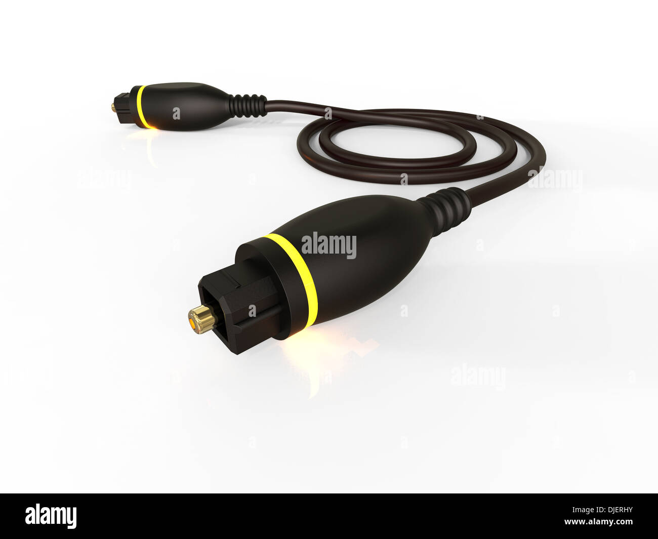 Optical fiber cable and connectors on white background Stock Photo - Alamy