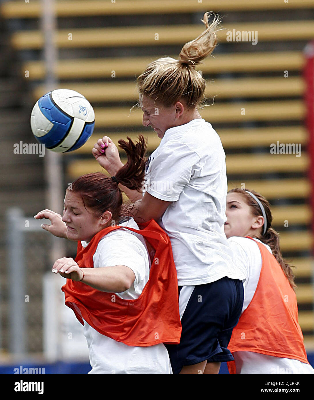 Cal womens soccer players (from left) Valerie Barnes, Nikki Schrey and ...