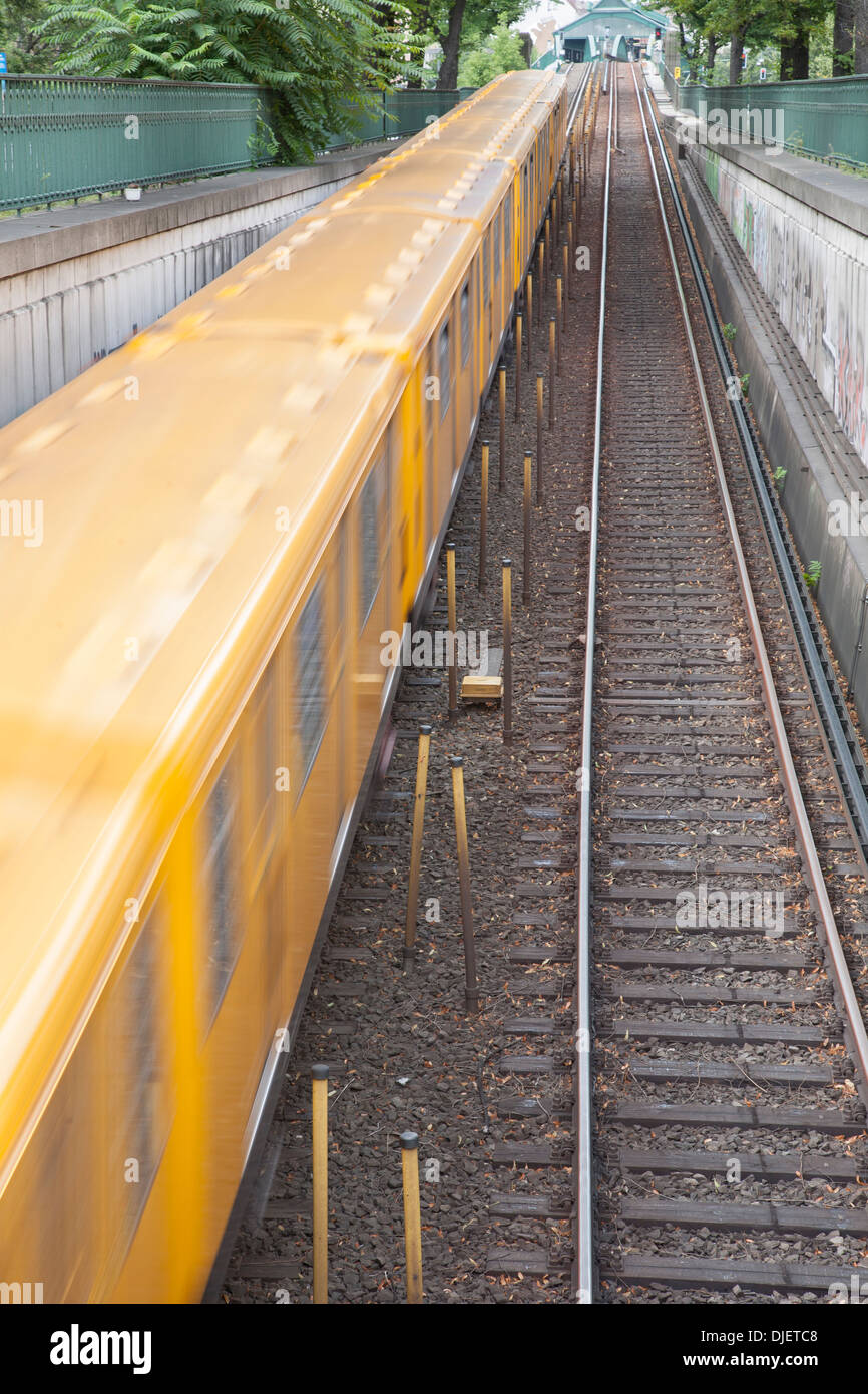 Yellow Subway Train in Berlin, Germany Stock Photo - Alamy