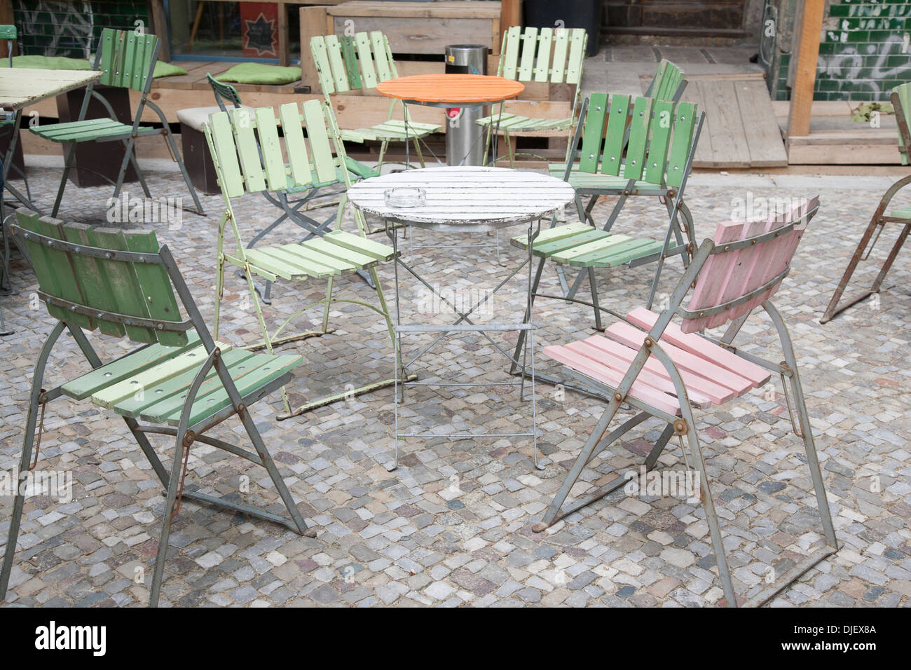 Cafe Terrace Table and Chairs, Berlin, Germany Stock Photo - Alamy