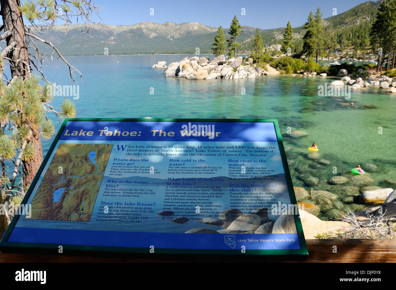 Informational Sign at Sand Harbor State Beach Park at Lake Tahoe Stock ...