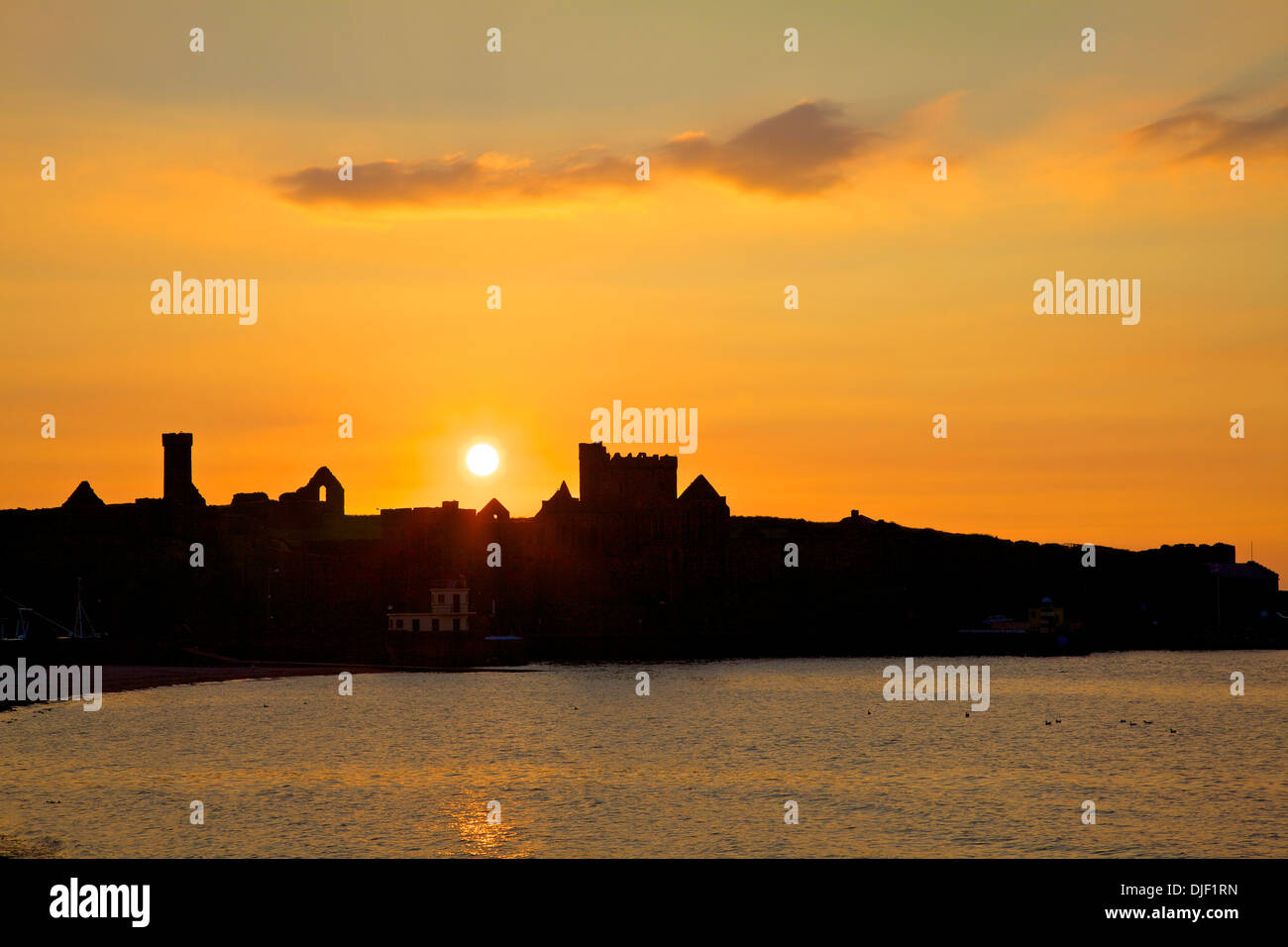 Peel Castle at Sunset, St. Patrick's Isle, Isle of Man Stock Photo - Alamy