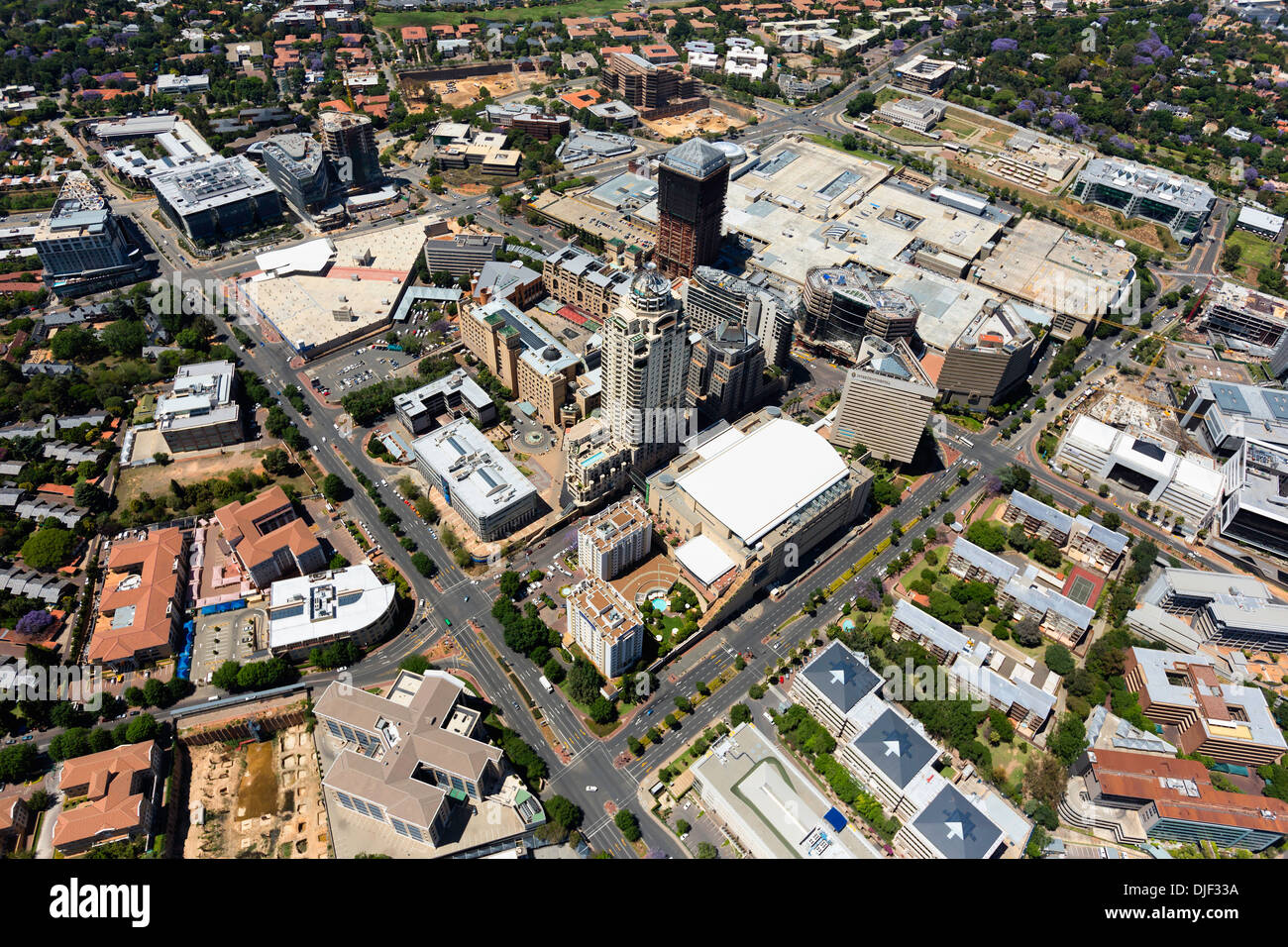 Aerial view of Sandton high-rise buildings, Johannesburg,South Africa ...