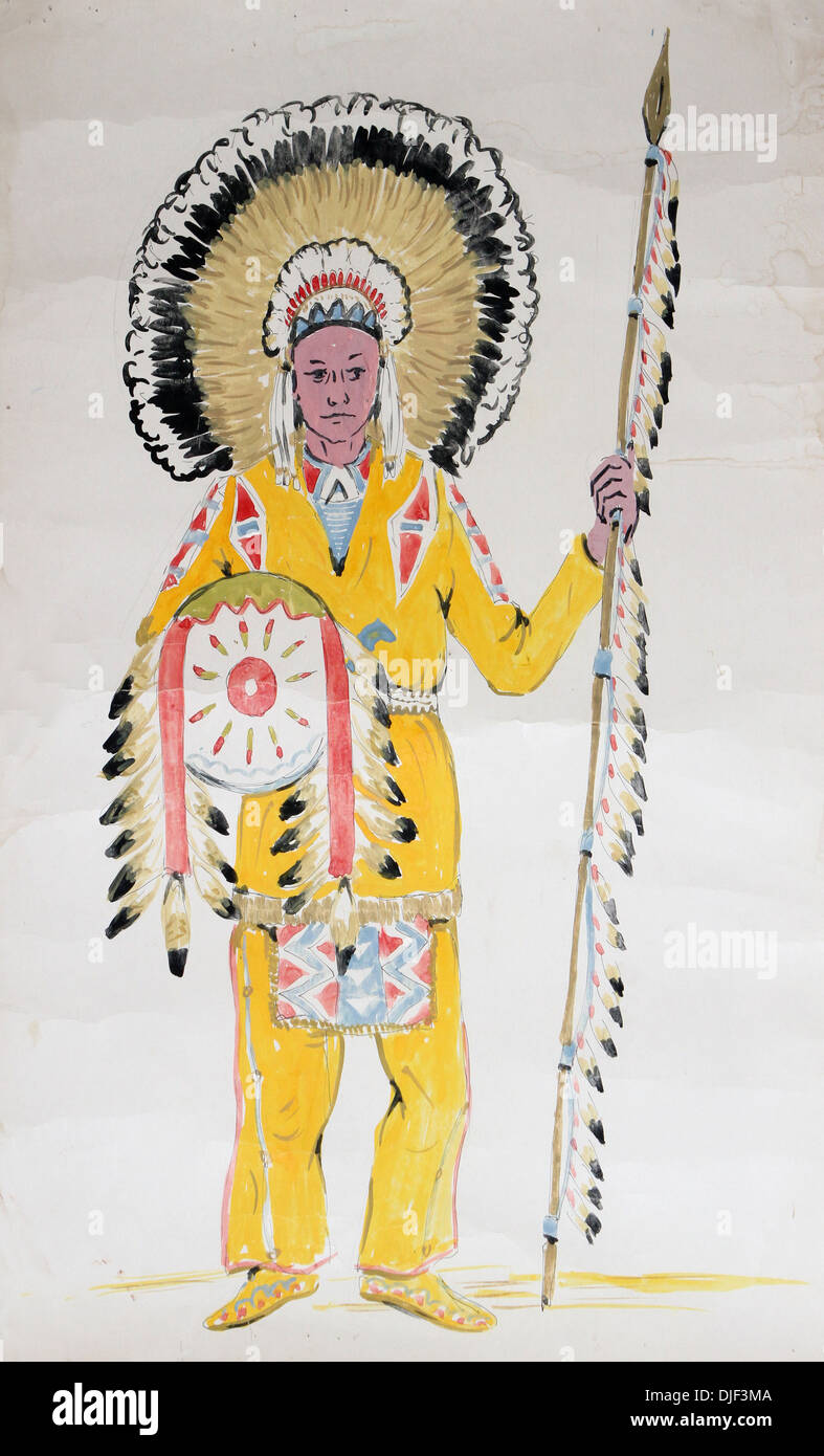 Illustration of a native american Stock Photo - Alamy