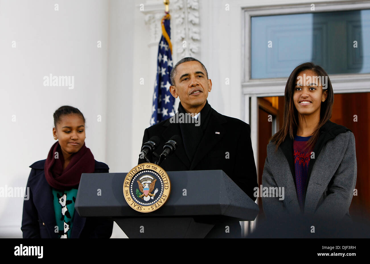 Washington DC, USA. 27th November 2013. U.S. President Barack Obama (C ...