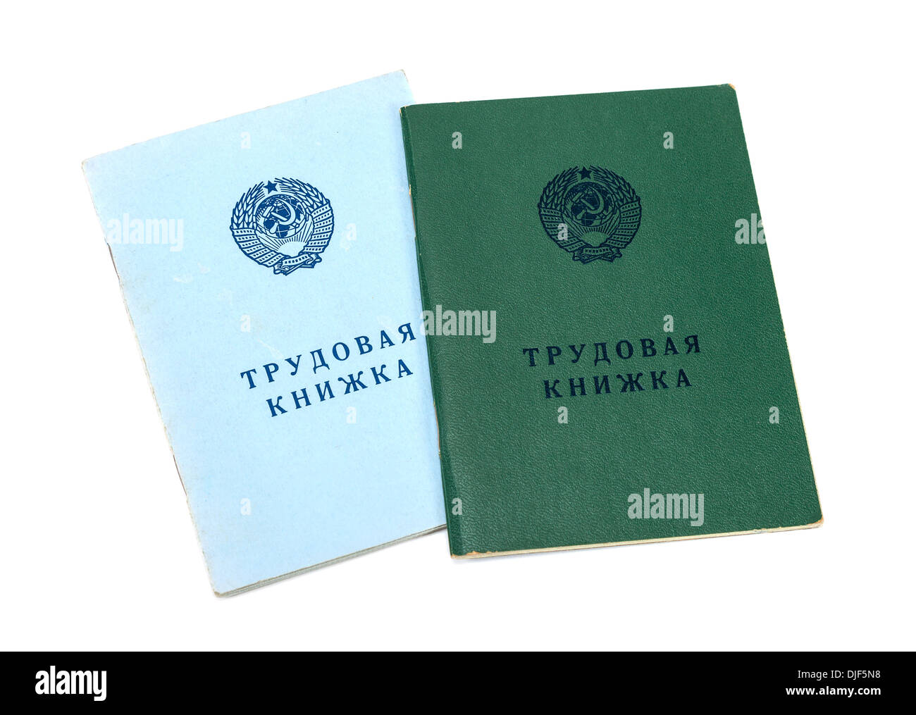 Employment history books isolated on white background Stock Photo - Alamy