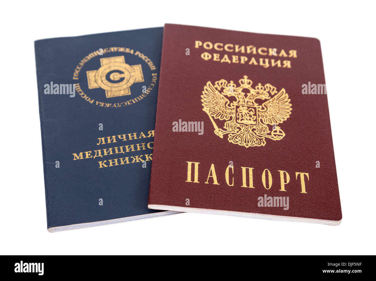 Russian medical book and passport isolated on white background Stock ...