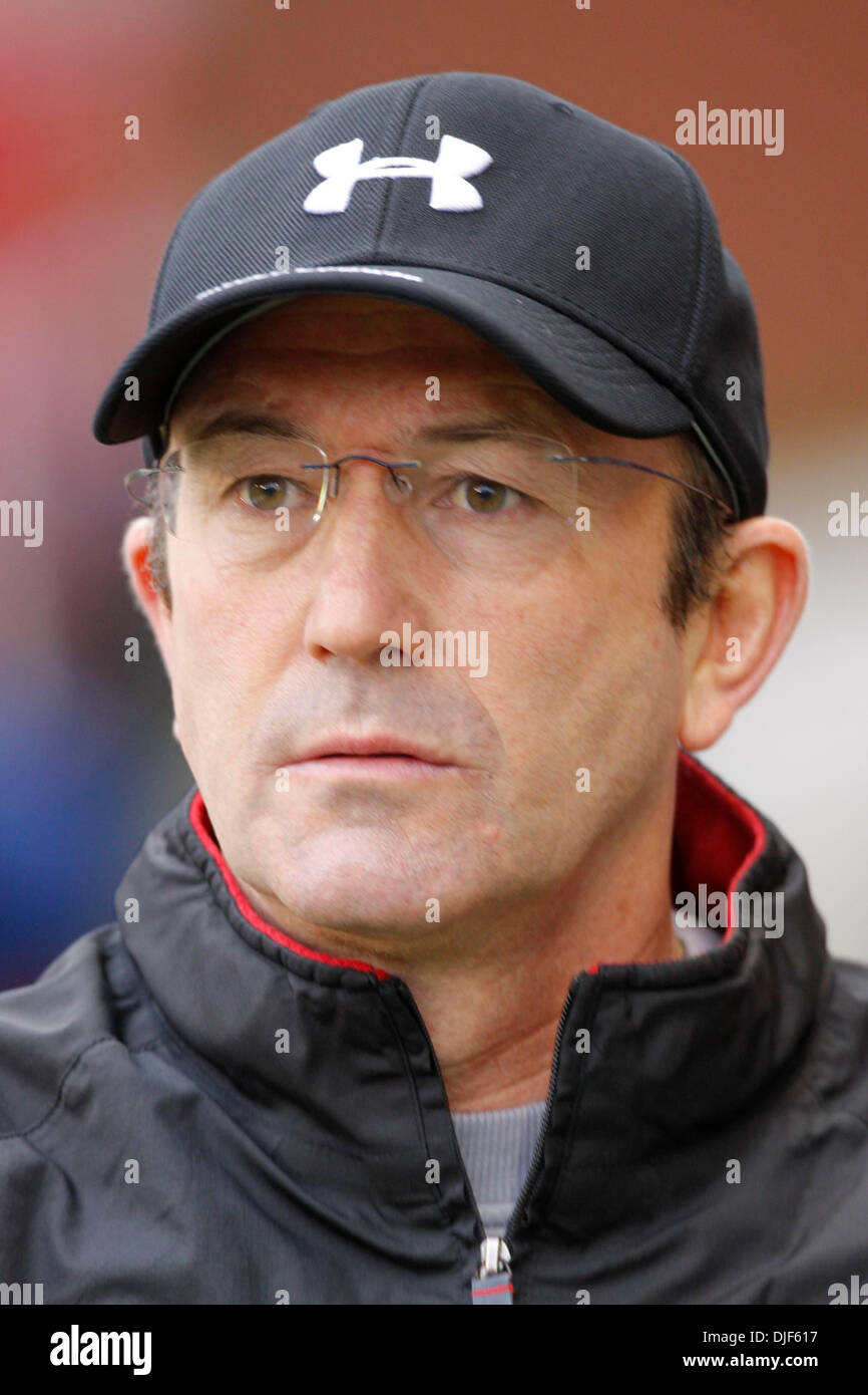 Tony Pullis Stoke manager watches the match (Credit Image ...