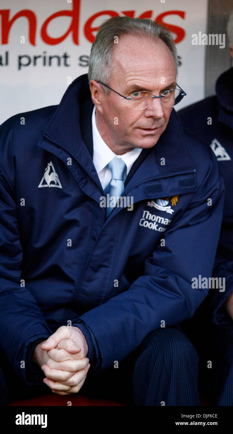 Sven Goran Eriksson manager of Manchester City in the dugout (Credit ...