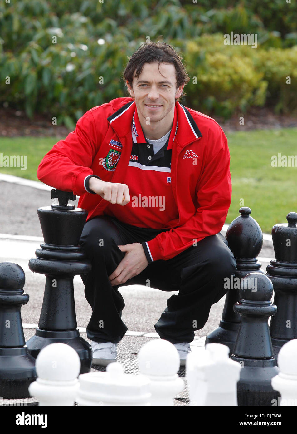 Wales captain Simon Davies takes time out to practice tactics before ...
