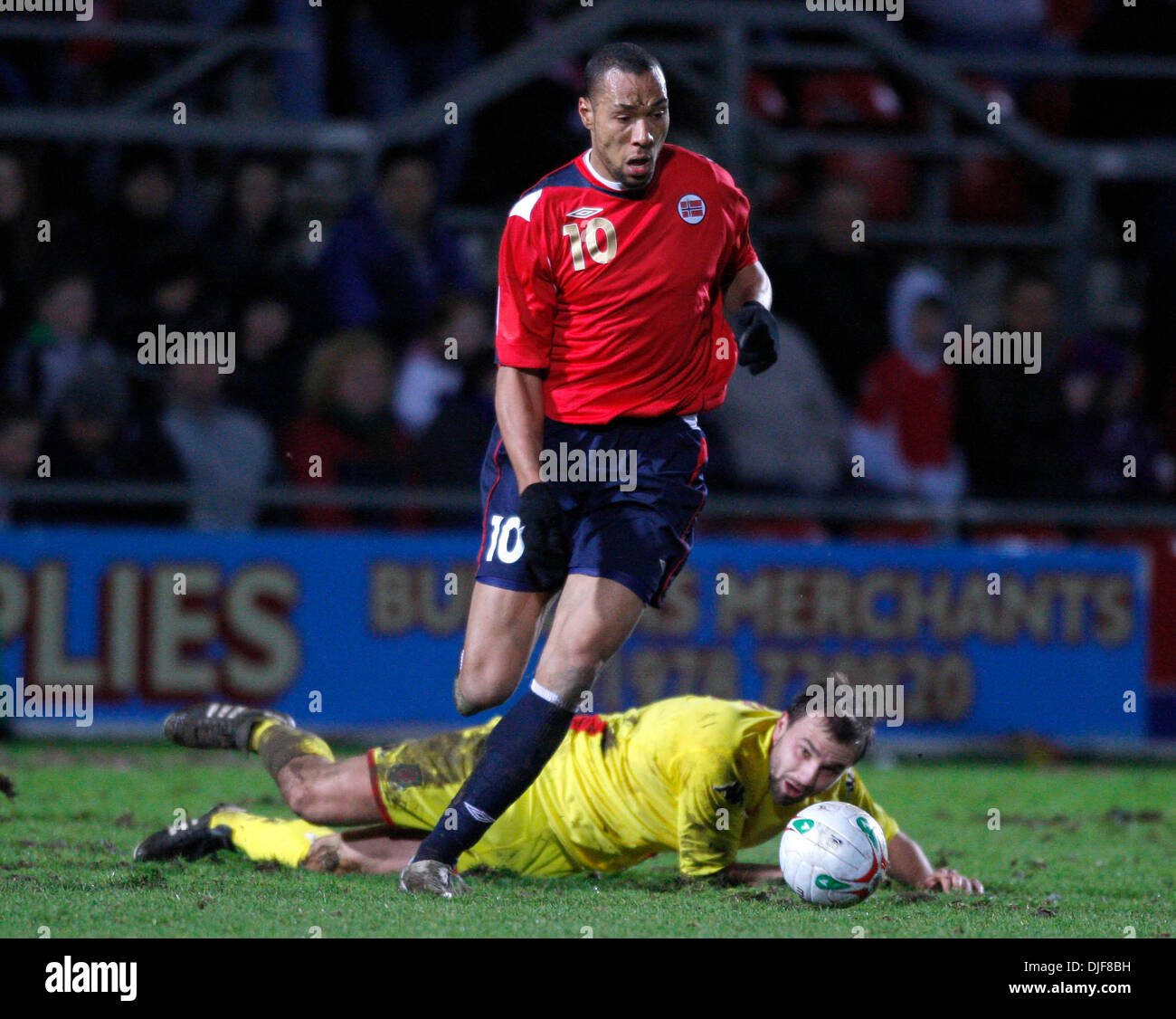 John Carew of Norway gets past Carl Fletcher of Wales (Credit Image ...