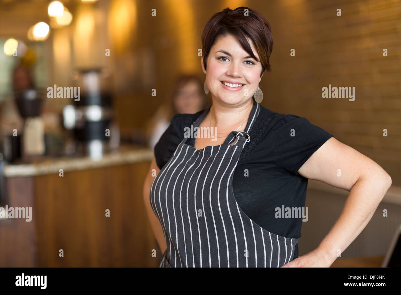 Happy Coffee Shop Owner Stock Photo - Alamy