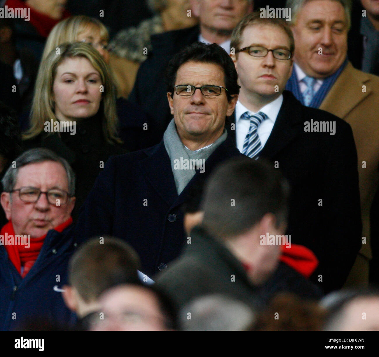 England manager Fabio Capello in the stands to watch the match (Credit ...