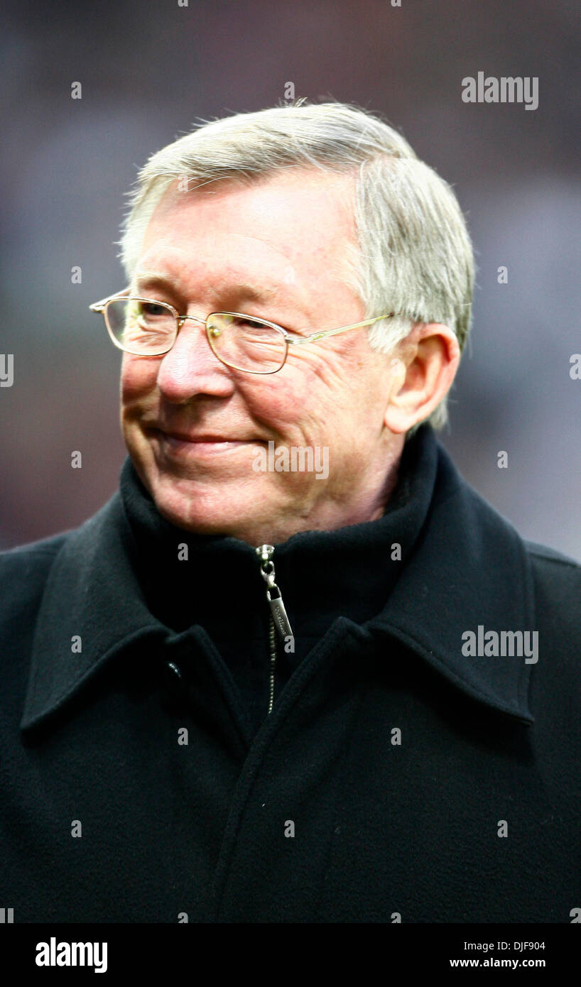 Sir Alex Ferguson manager of Manchester United smiling after victory ...