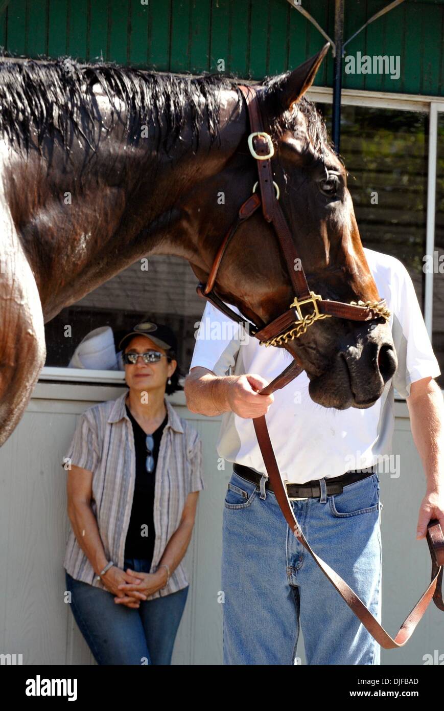 Jun 02, 2010 - Elmont, New York, USA - Trainer ALEXIS BARBA looks on as ...