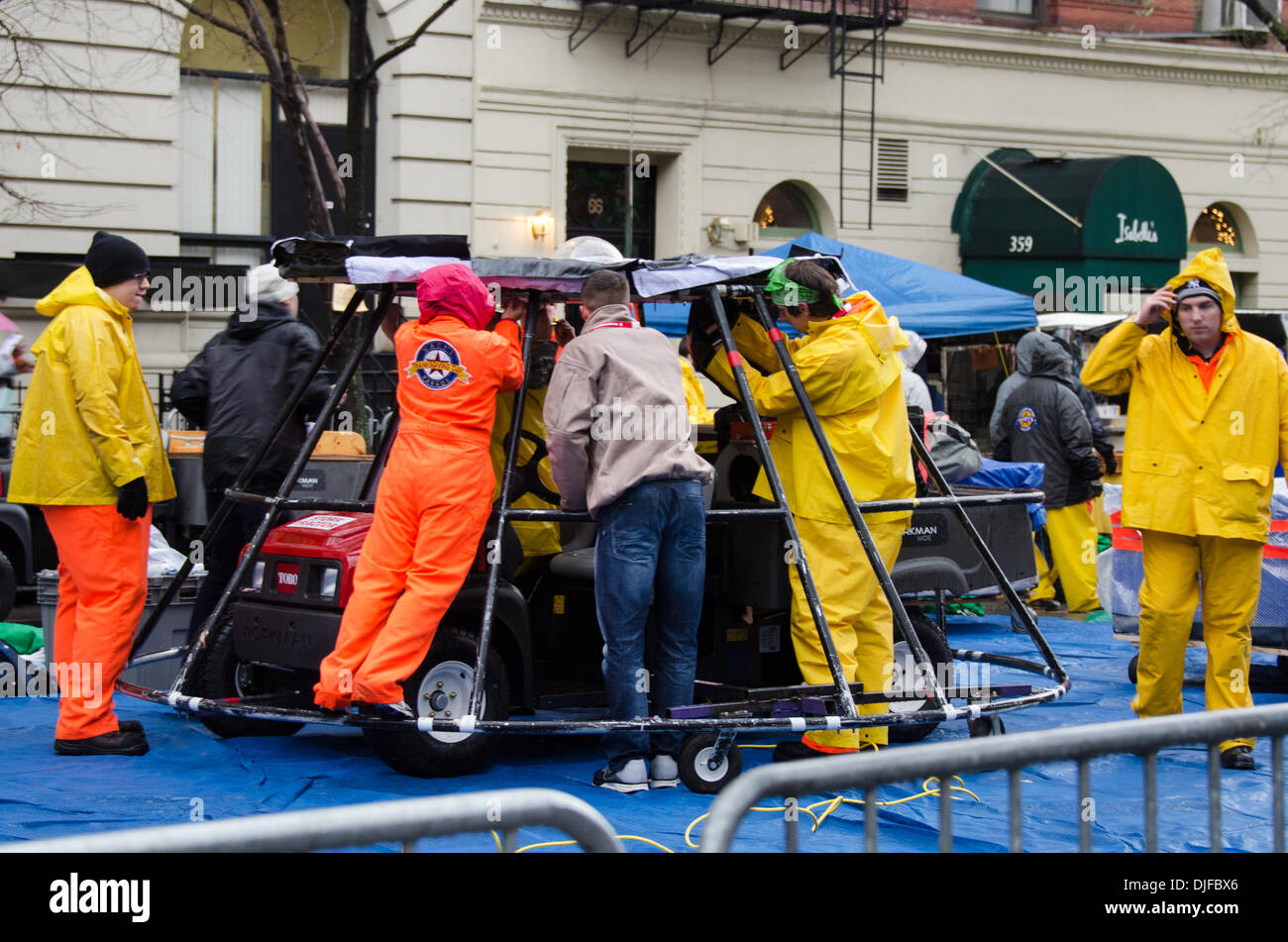 NEW YORK, NY, USA, Nov. 27, 2013. "Dreidel" balloon being inflated on ...