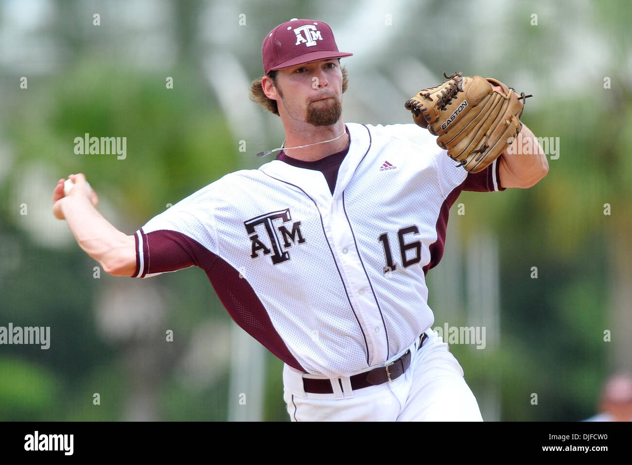 Texas A & M Aggies RHP Shane Minks (16). The Texas A&M Aggies defeated ...