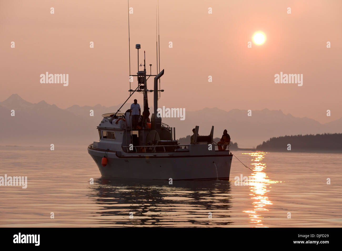 A Commercial Gill Net Vessel Makes Its Last Set For The Day In The ...