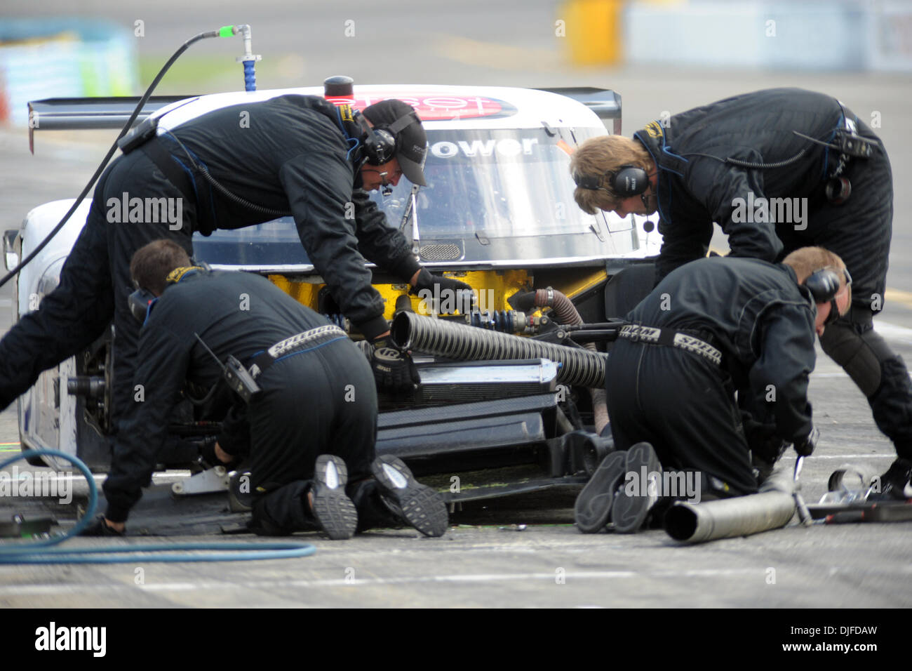 The crew from the #7 BMW Riley driven by Bill Lester, Kasper Anderson ...