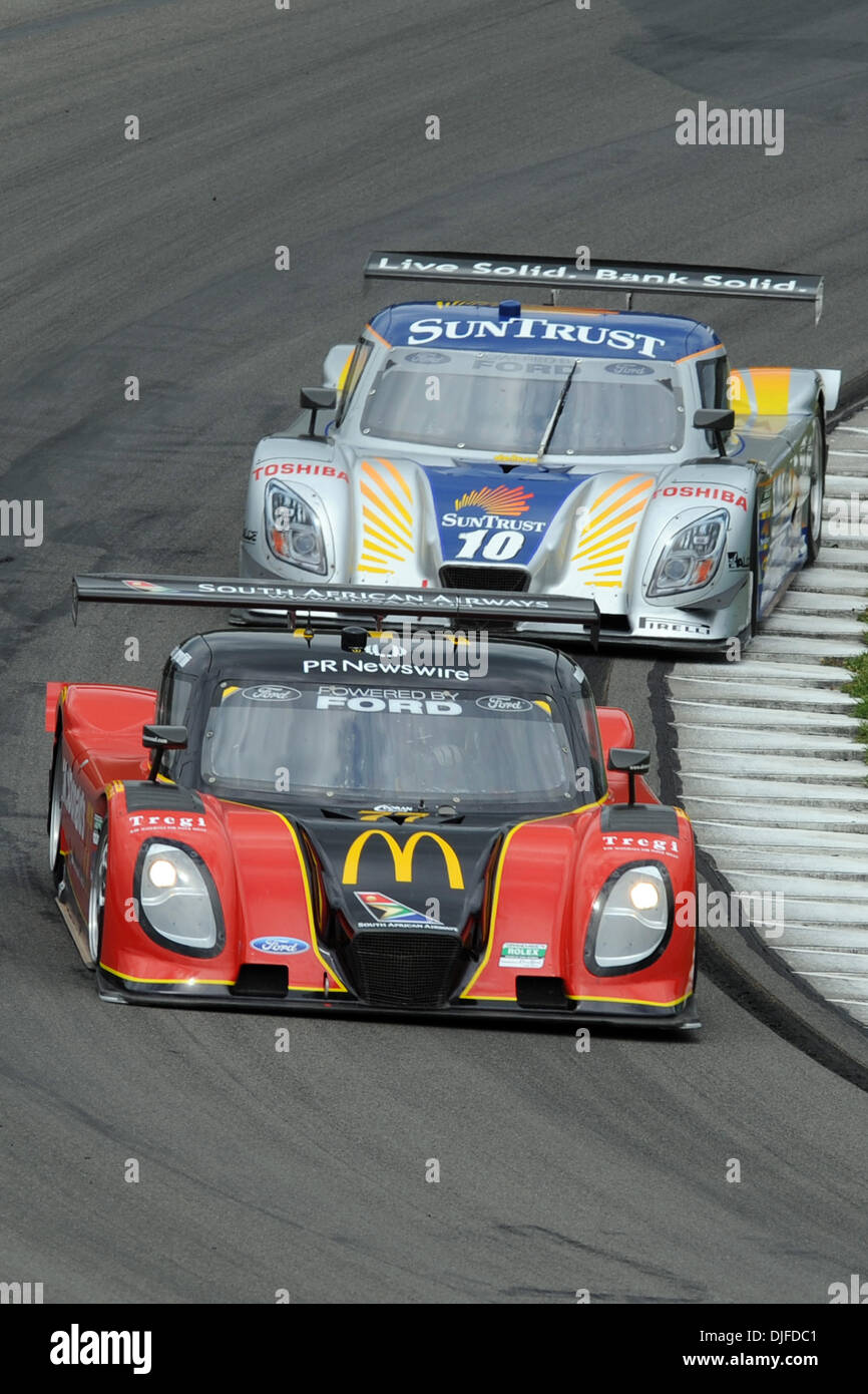 The Ford powered Daytona Prototypes of Doran Racing (front) and drivers ...