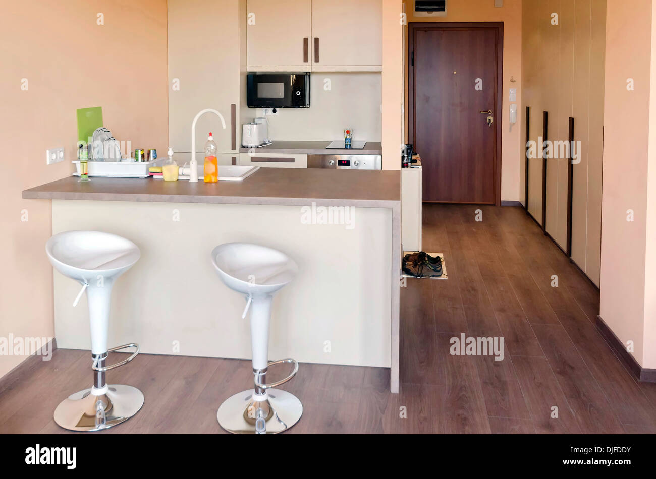 Kitchen box in small living room Stock Photo - Alamy