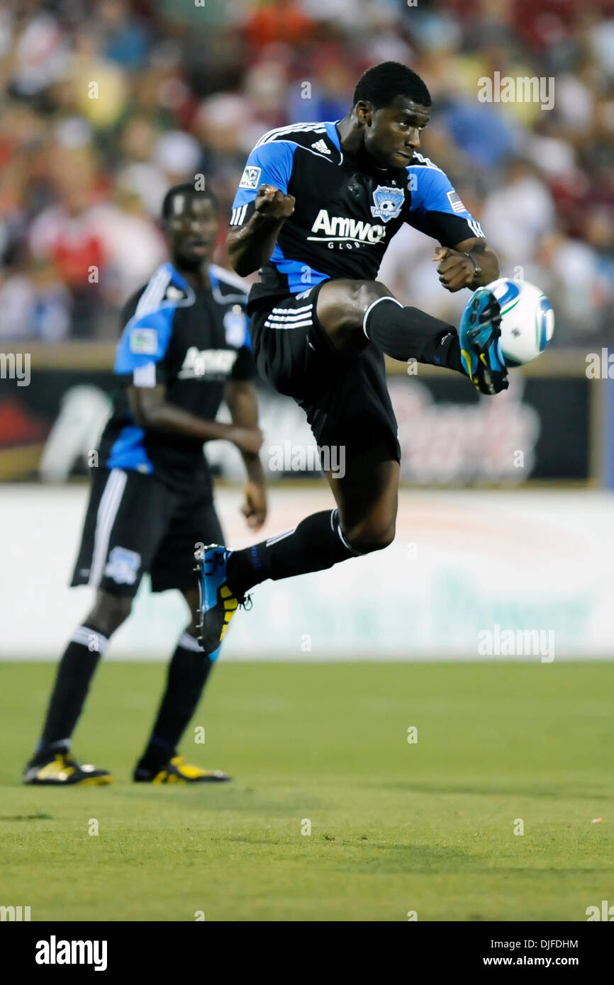 San Jose Earthquake defender Ike Opara (6) defends from a corner kick ...