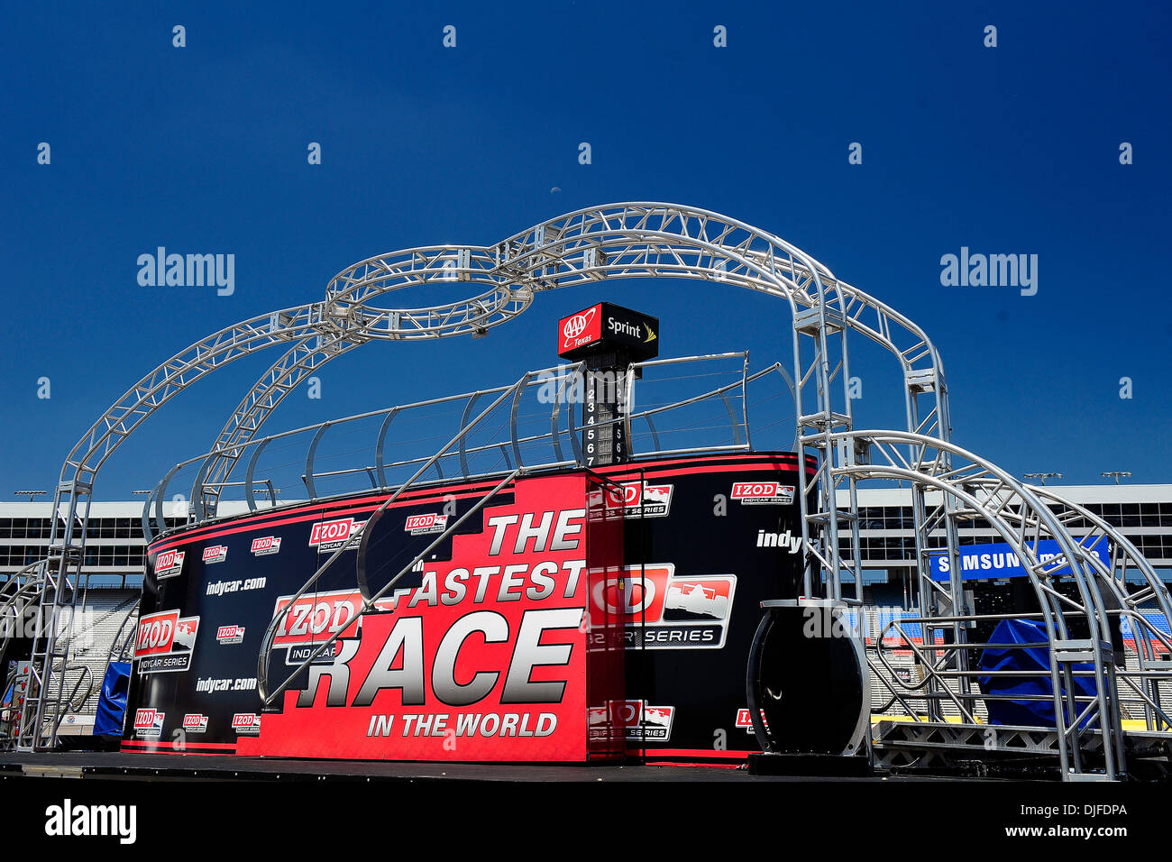 The Izod IndyCar stage stands empty before the Firestone 550K Race at ...