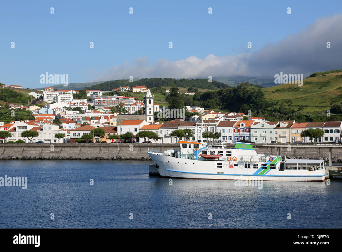 View of the port of Horta on the island of Faial Azores Portugal Stock ...