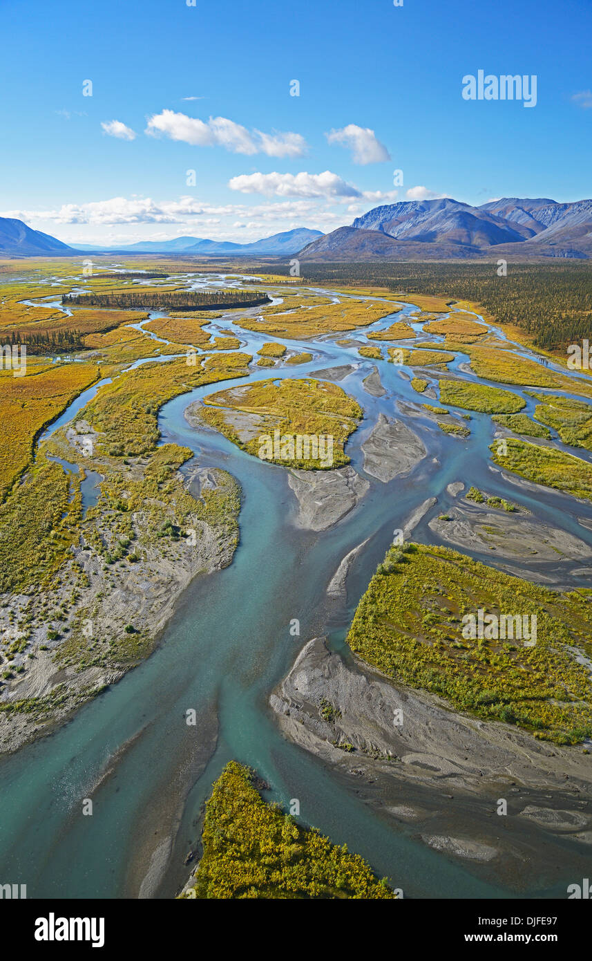The Green Waters Of The Braided Upper Sheenjek River Flowing South From ...
