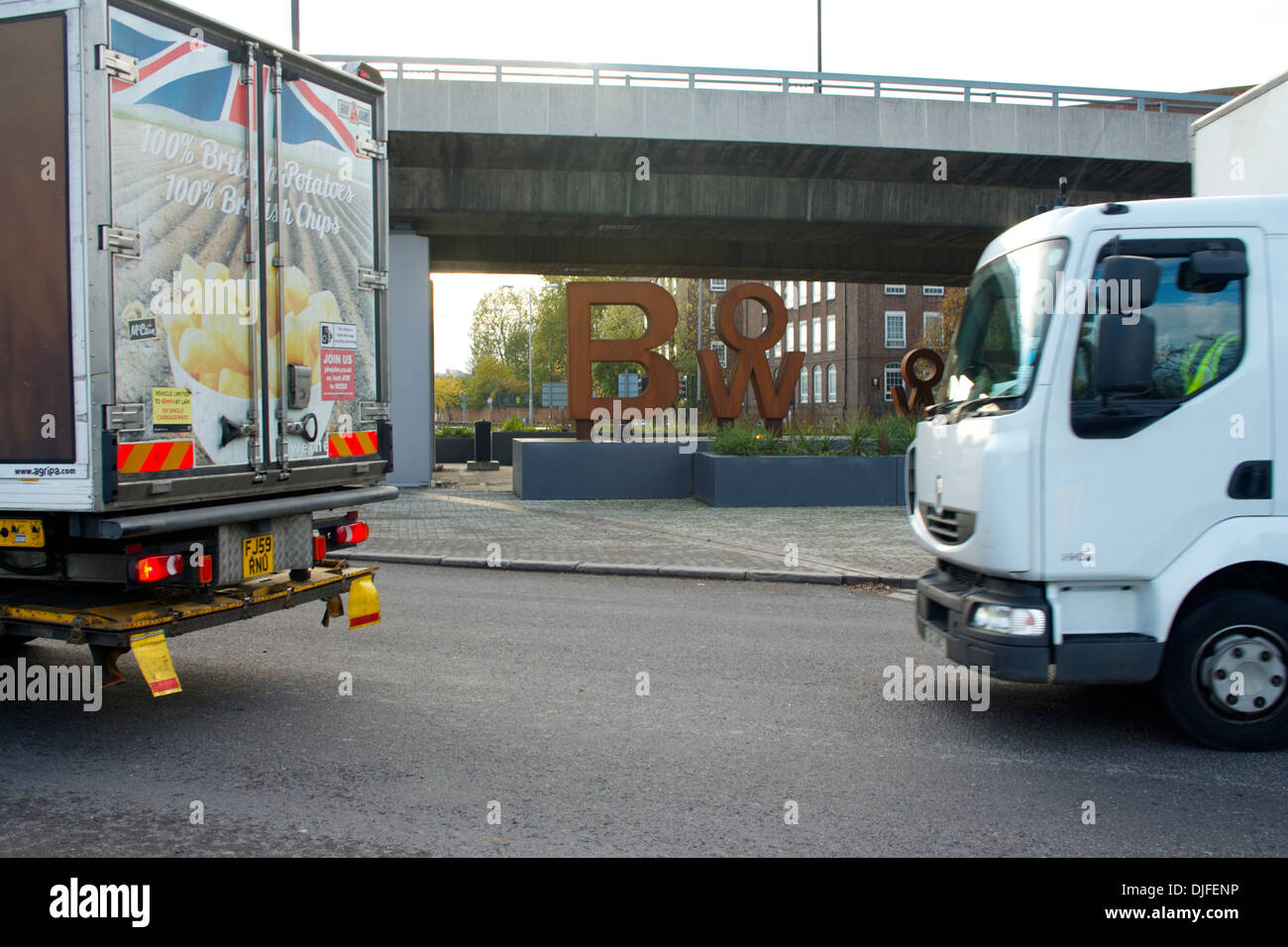 Traffic at Bow roundabout, East London, UK Stock Photo - Alamy