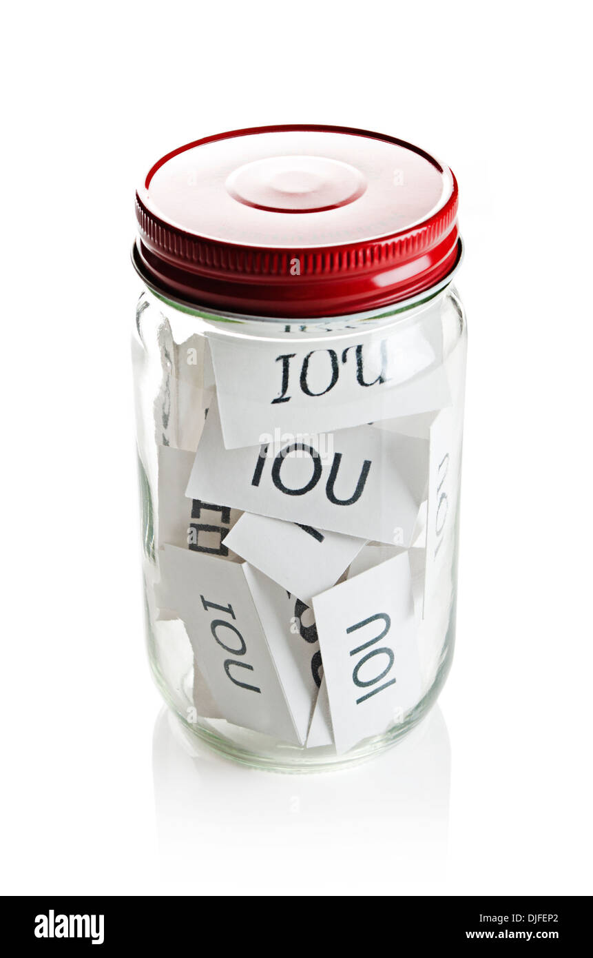 IOU’s in a jar Stock Photo - Alamy