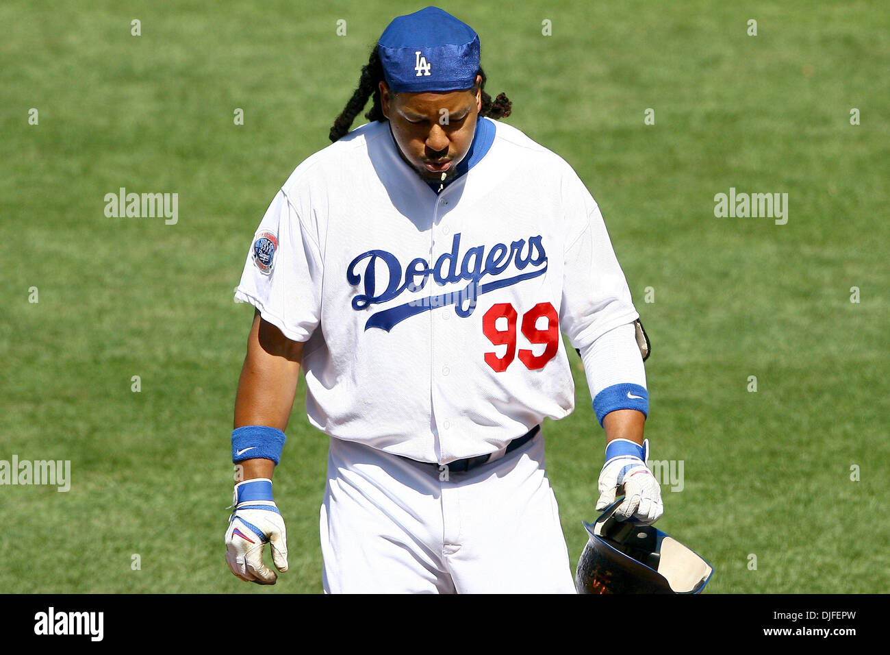 06 Jun 2010: Los Angeles Dodger pinch hitter Manny Ramirez walks off ...