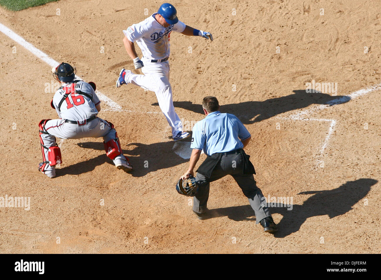 06 Jun 2010: Los Angeles Dodger pinch hitter Russell Martin beats the ...