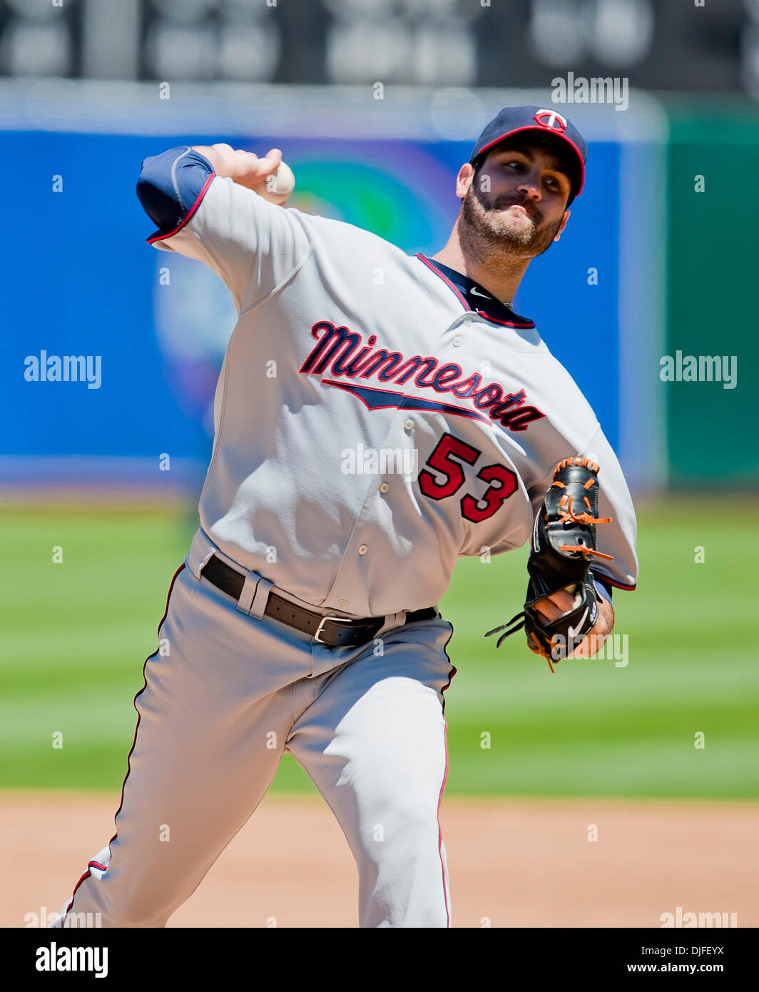 June 6, 2010: Minnesota Twins starting pitcher Nick Blackburn (53) in ...
