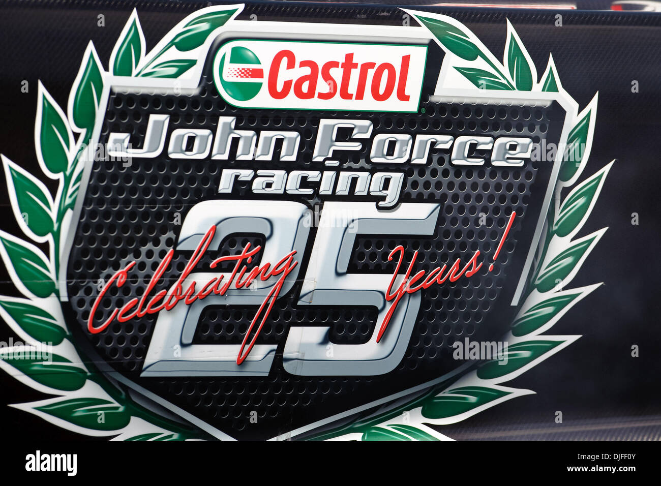 A close up view of John Force's Castrol GTX Mustang Top Fuel funny car ...