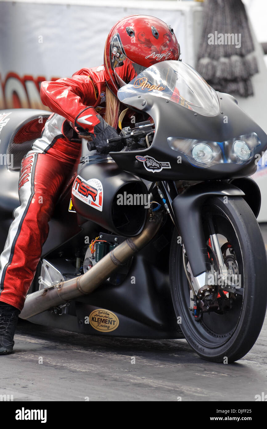 Angie Smith on her Coffman Tank Trucks Buell prepares for the start ...