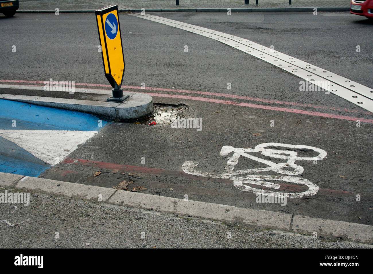 cycle lane at Bow roundabout, East London, UK Stock Photo - Alamy